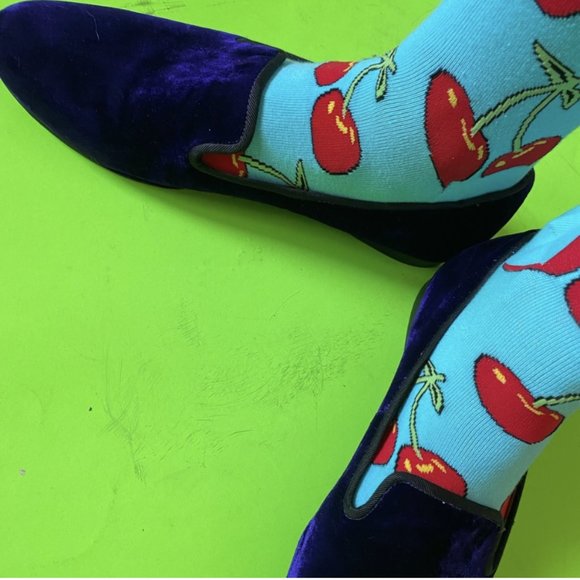 Cole Haan | Shoes | Cole Haan Purple Velvet Loafers Socks | Poshmark